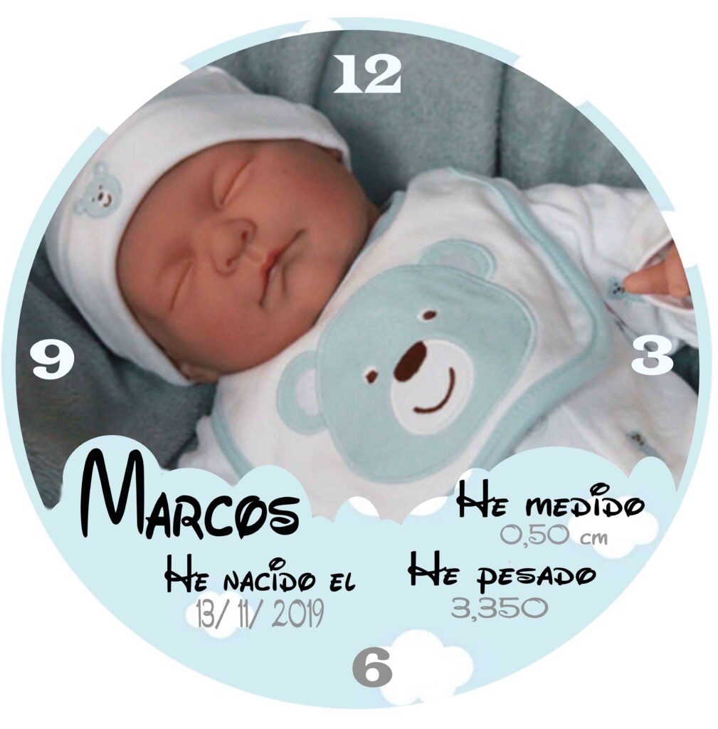 Reloj personalizado recién nacido - GMC Diseño Laser